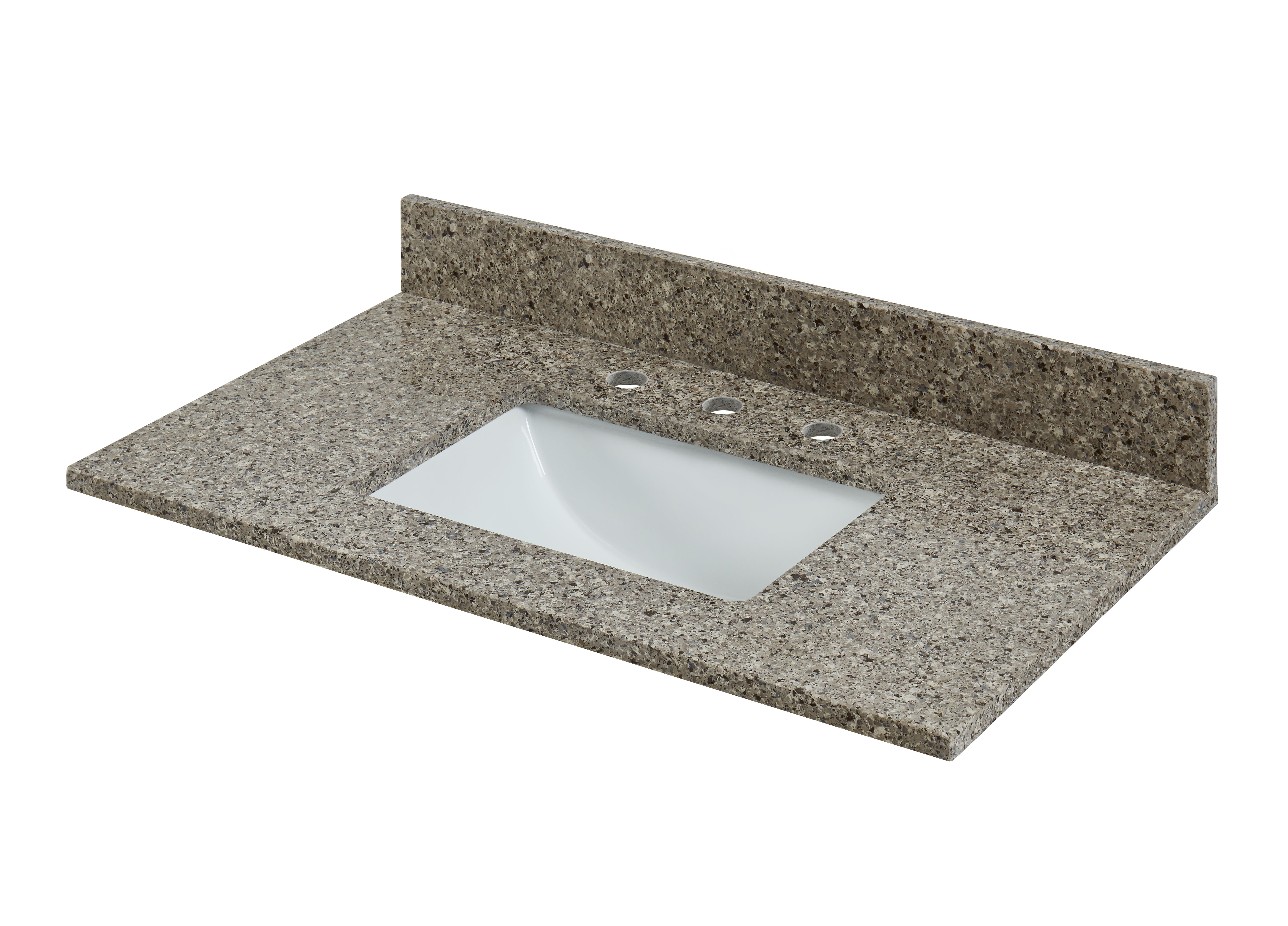 Tile & Top 37" Siena Brown Quartz Vanity Top With White Single Sink And ...