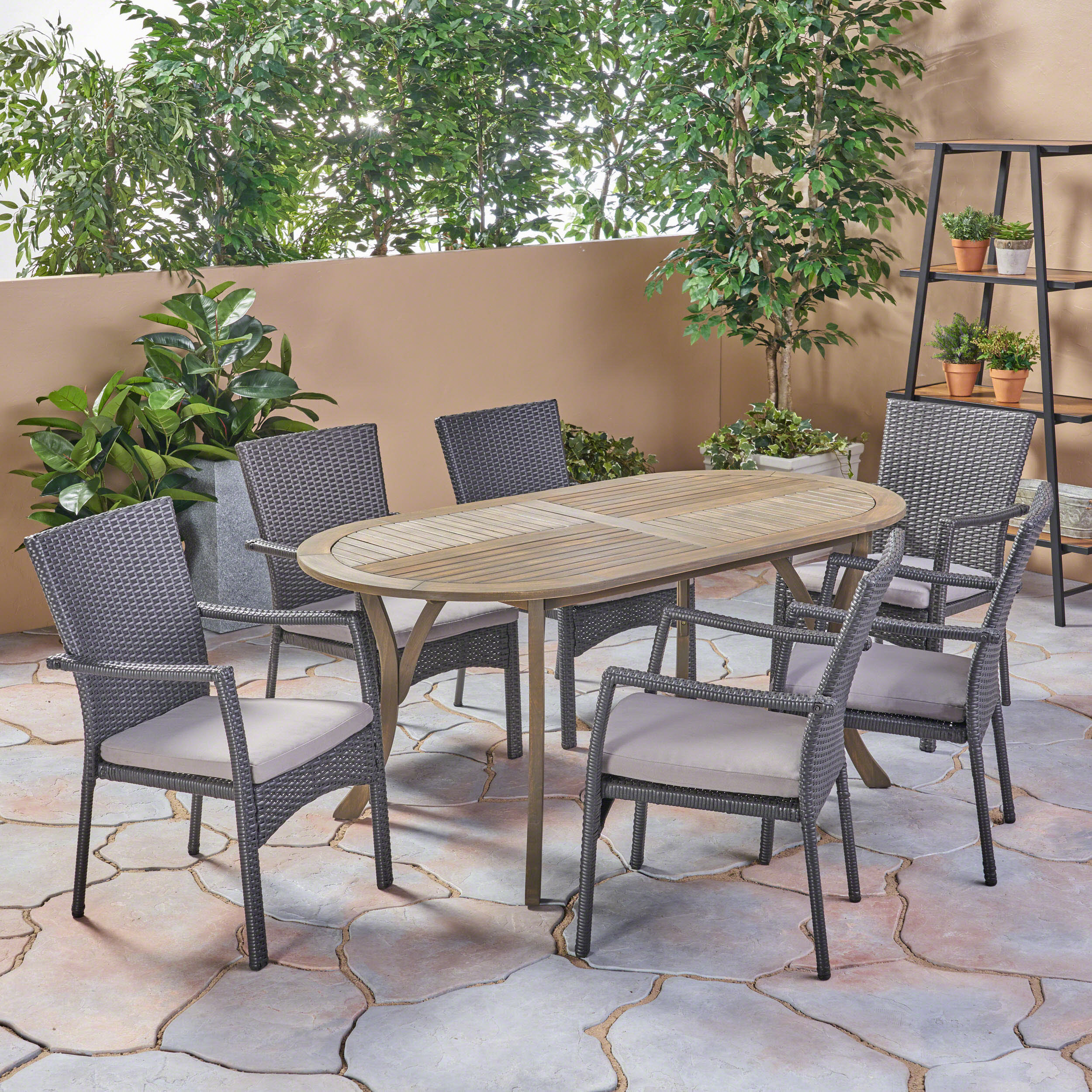 Red Barrel Studio® Eliger Outdoor 7 Piece Dining Set with Cushions ...