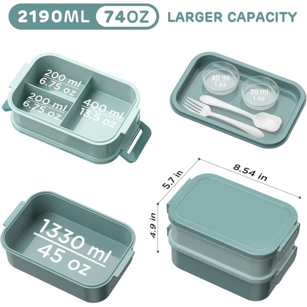 Mint Pantry® Lunch Box Adults Bento Box 74 OZ All-In-One Stackable ...