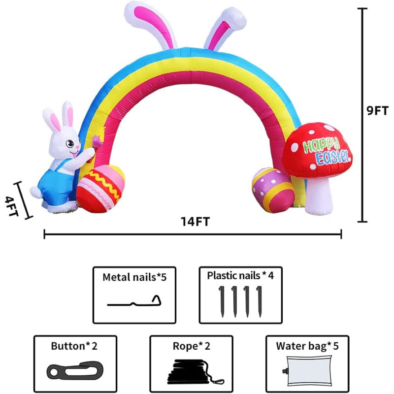 The Holiday Aisle® Easter Arch with Bunny and Eggs Inflatable | Wayfair