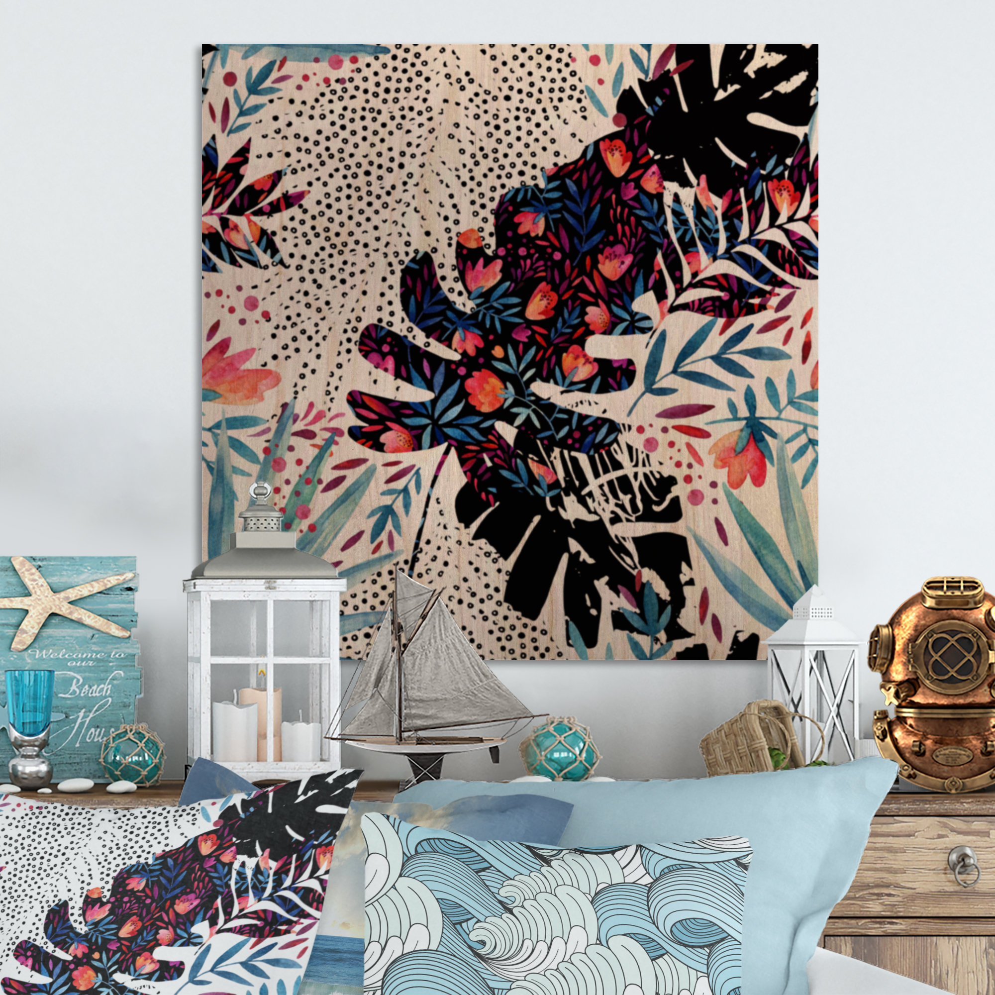 Bay Isle Home™ Tropical Floral Patchwork I - Tropical Wood Wall Decor ...