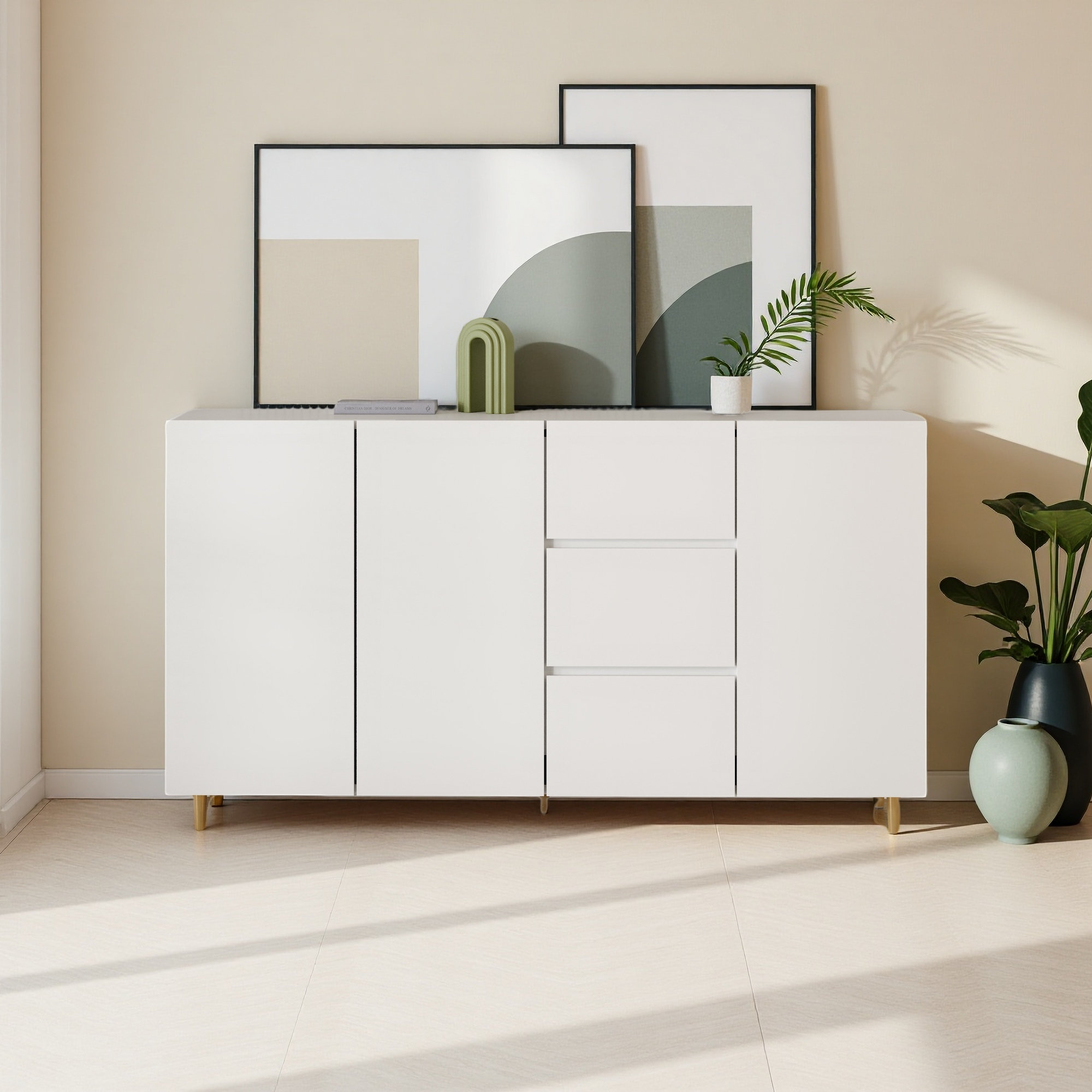 Ebern Designs Versatile Side Cabinet With Ample Storage & Divided ...