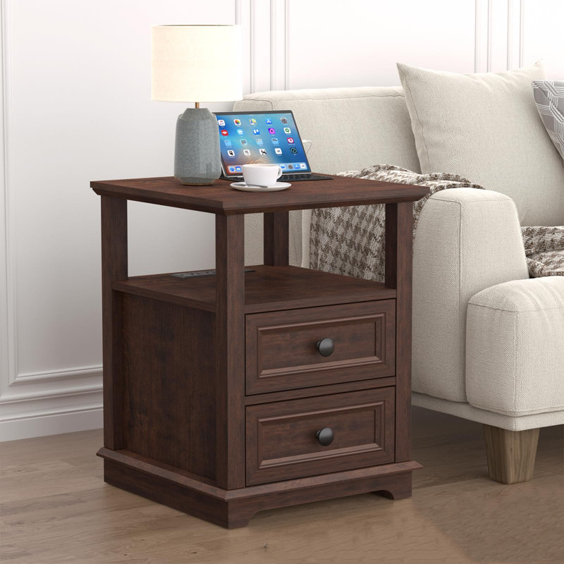 MASMIO 24" Tall End Table with Charging Station | Wayfair