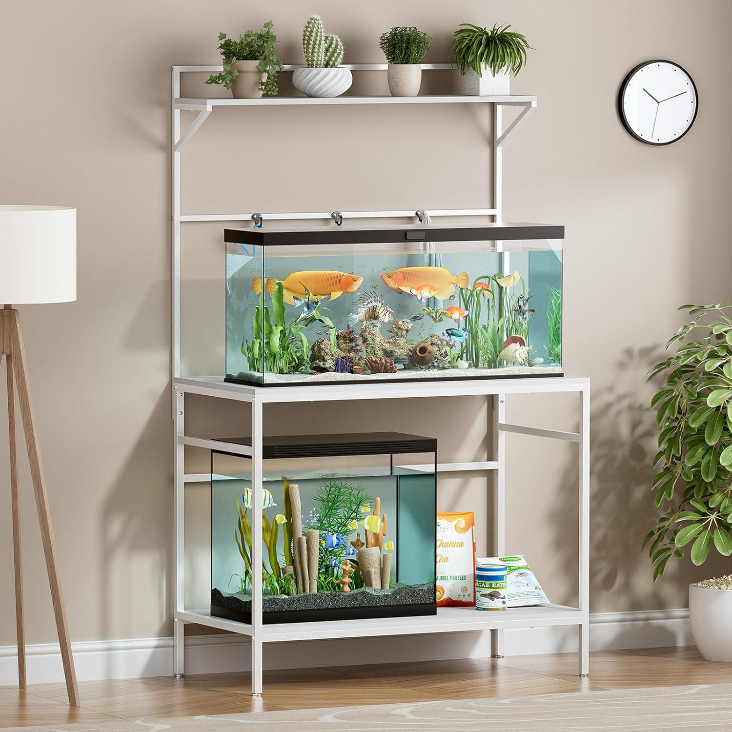 Tucker Murphy Pet™ 40-50 Gallon Fish Tank Stand With Plant Shelf, Metal ...