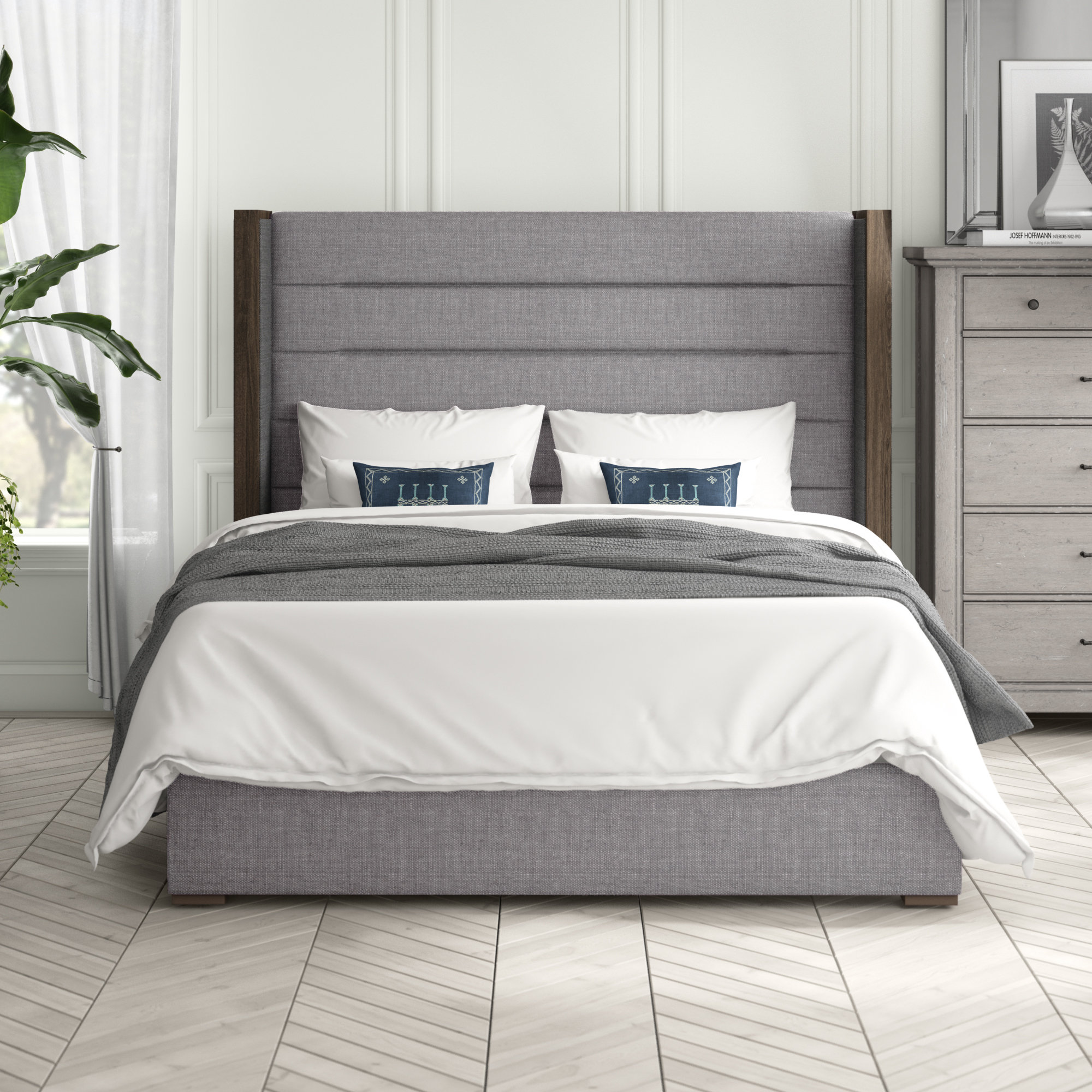 Latitude Run® Dipson Solid Wood and Upholstered Low Profile Standard Bed & Reviews | Wayfair