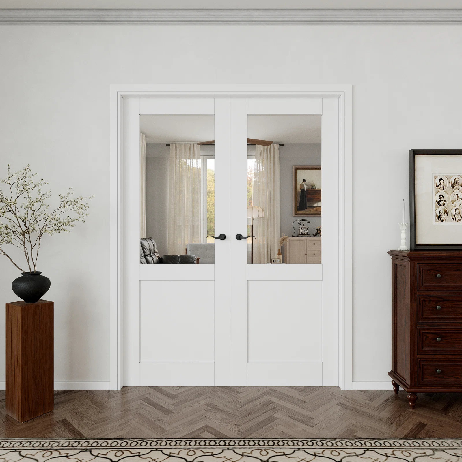 Win Stellar Interior Pantry French Doors Half Clear Glass Panel Modern ...