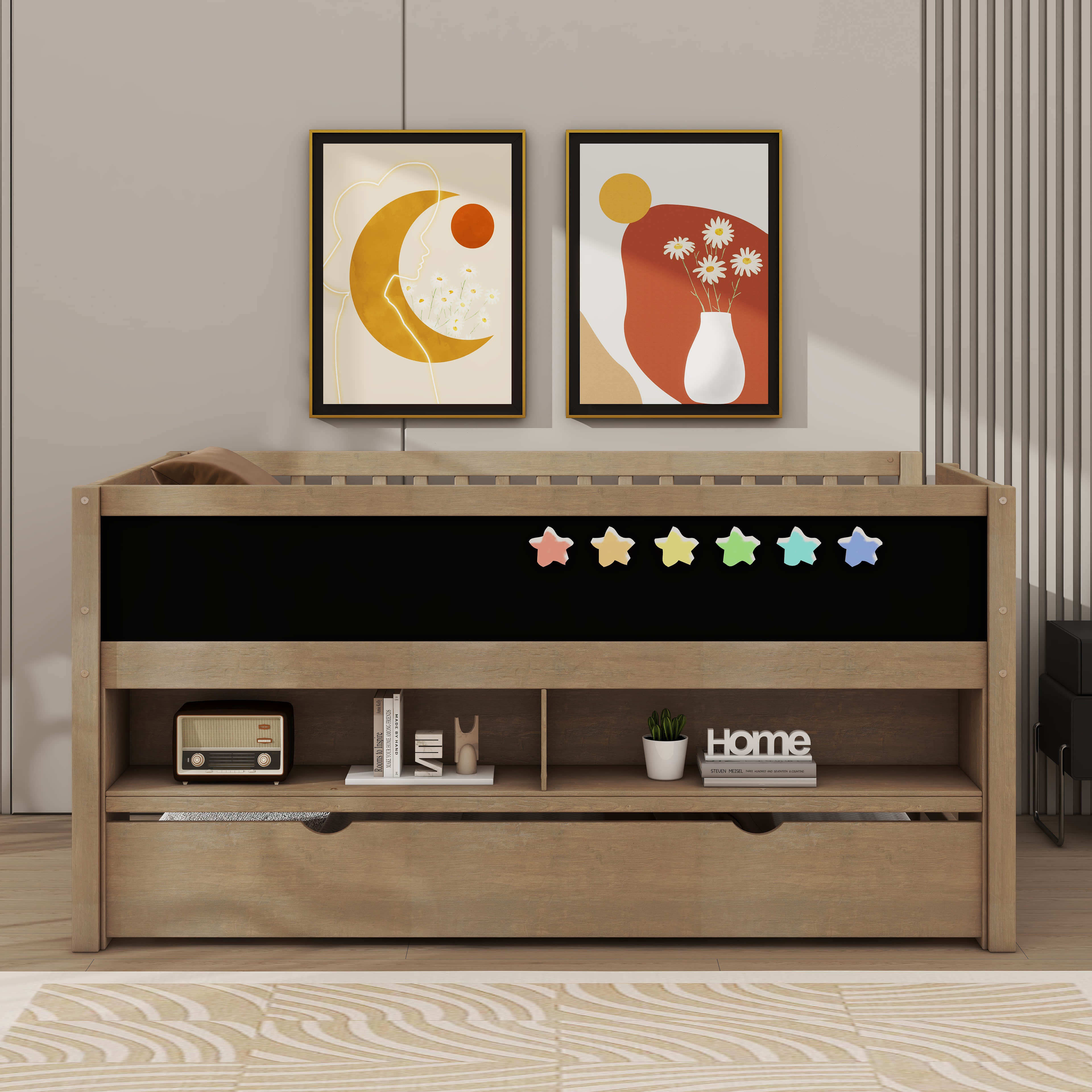 XIUYE Functional Twin Low Loft Bed With Integrated Storage Shelves ...