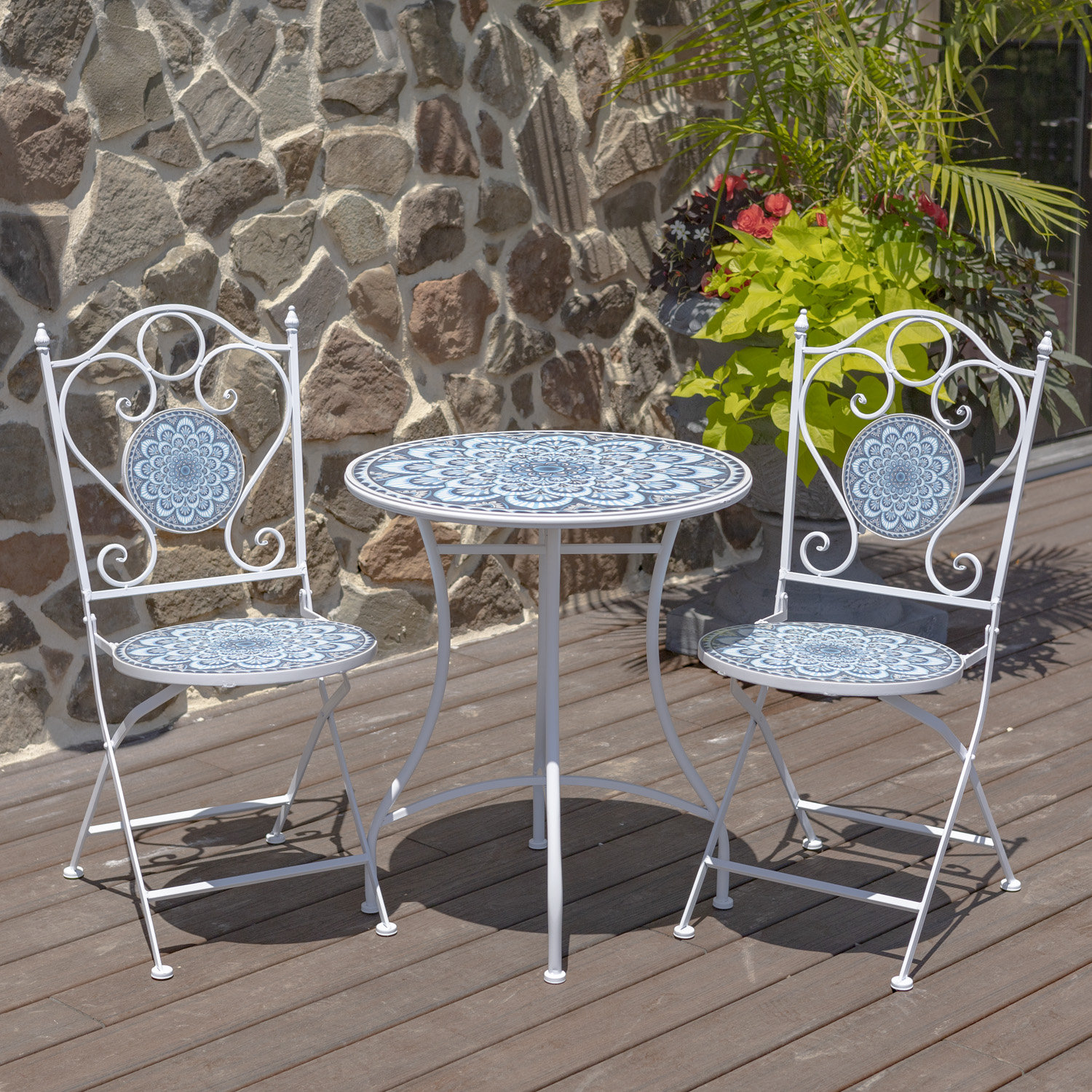 Bungalow Rose Floralee Mosaic Bistro Set | Wayfair