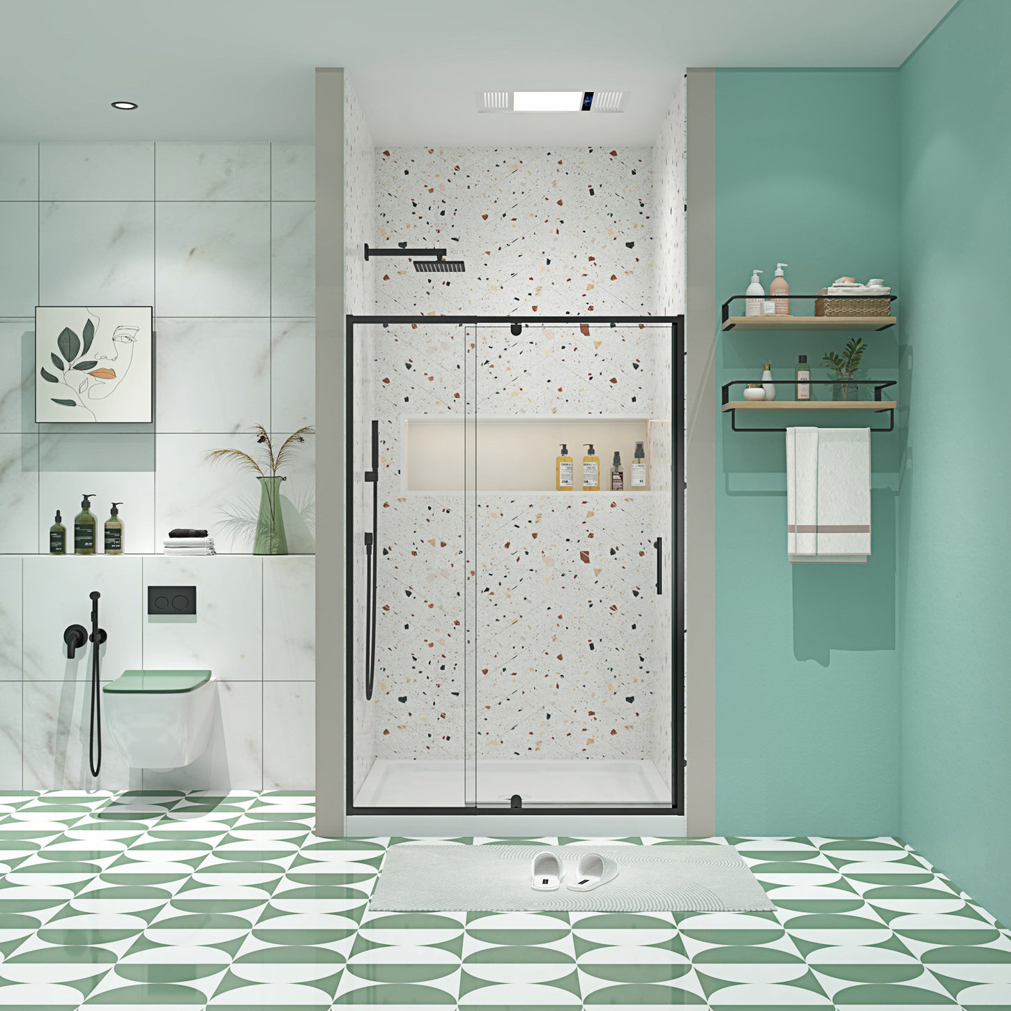 ACCOLADE FURNITURE LLC 50-54" W X 71" H Piovt Swing Glass Shower Door ...