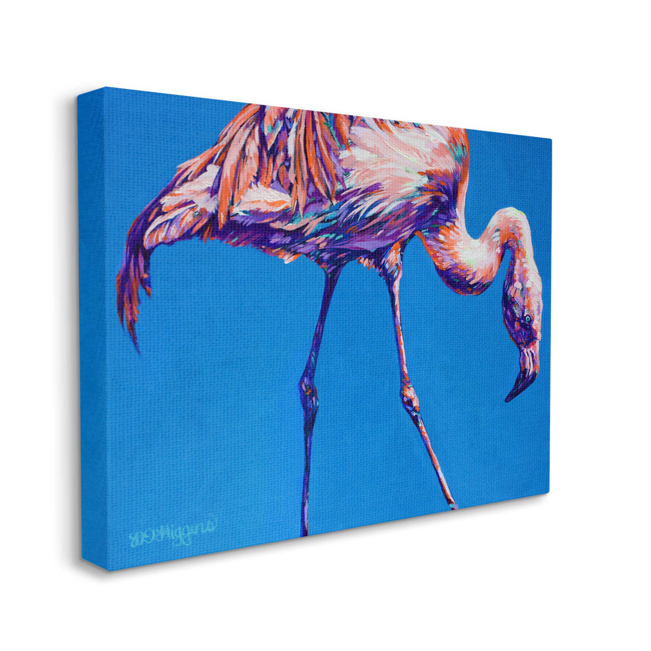 Stupell Industries Bold Blue Modern Flamingo Canvas Wall Art By Derrick ...