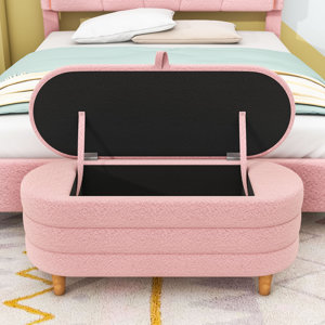 Ebern Designs Rezana Elegant Sherpa Fabric Upholstered Storage Bench ...