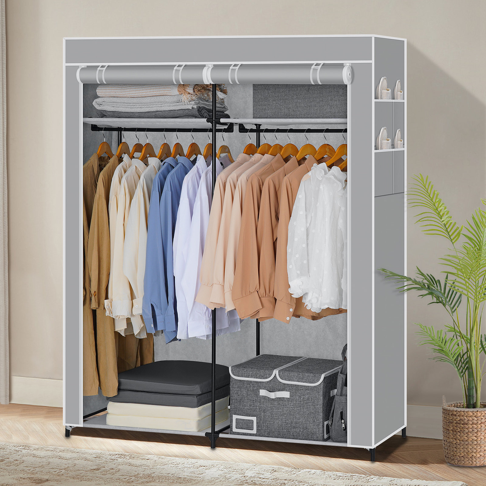 Rebrilliant Marshaun 55''W Portable Wardrobe | Wayfair