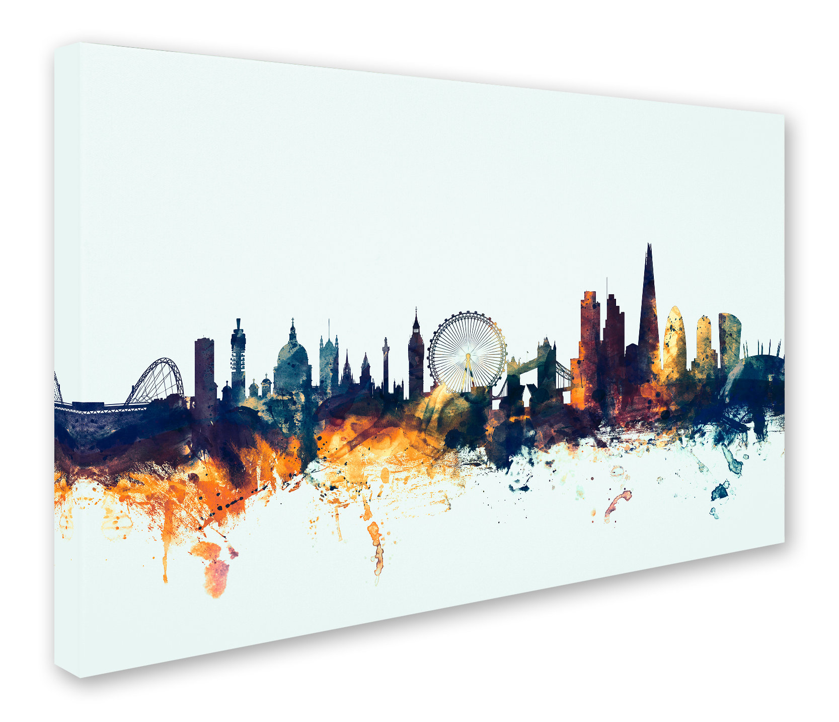 Ivy Bronx 'London England Skyline Blue' Graphic Art on Wrapped Canvas ...
