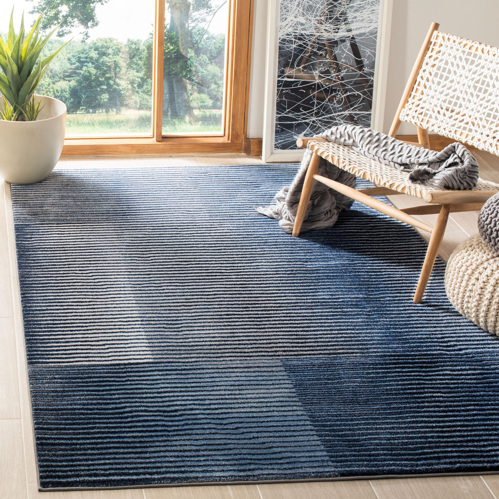 Highland Dunes Woodbranch Abstract Navy Area Rug & Reviews - Wayfair Canada