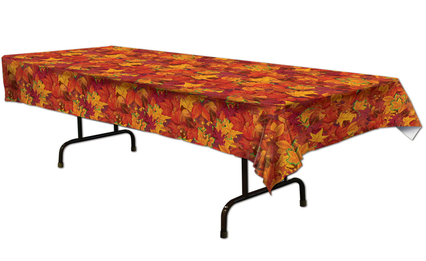 The Holiday Aisle® Fall/Thanksgiving Fall Leaf Table Cover & Reviews ...
