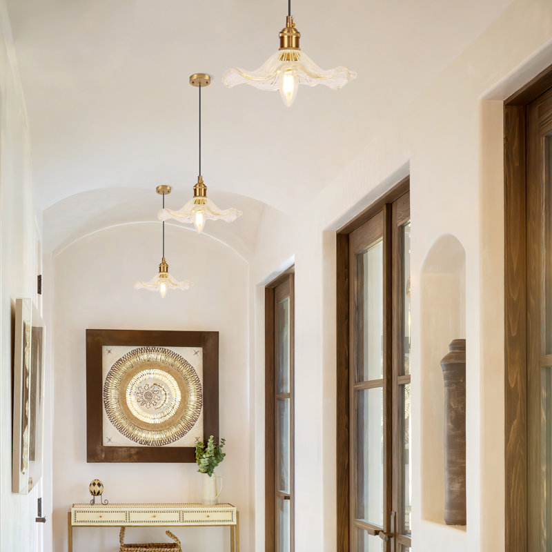 Everly Quinn 1 - Light Glass Flower Single Novelty Pendant Light Clear ...