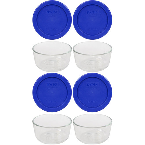 Pyrex (4) 7202 1-Cup Glass Bowls & (4) 7202-PC 1-Cup Lids | Wayfair
