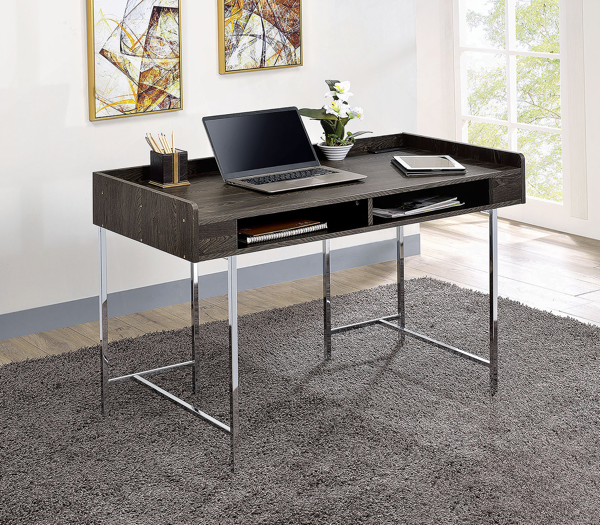 George Oliver Modern Contemporary USB Supported Computer Desk With ...