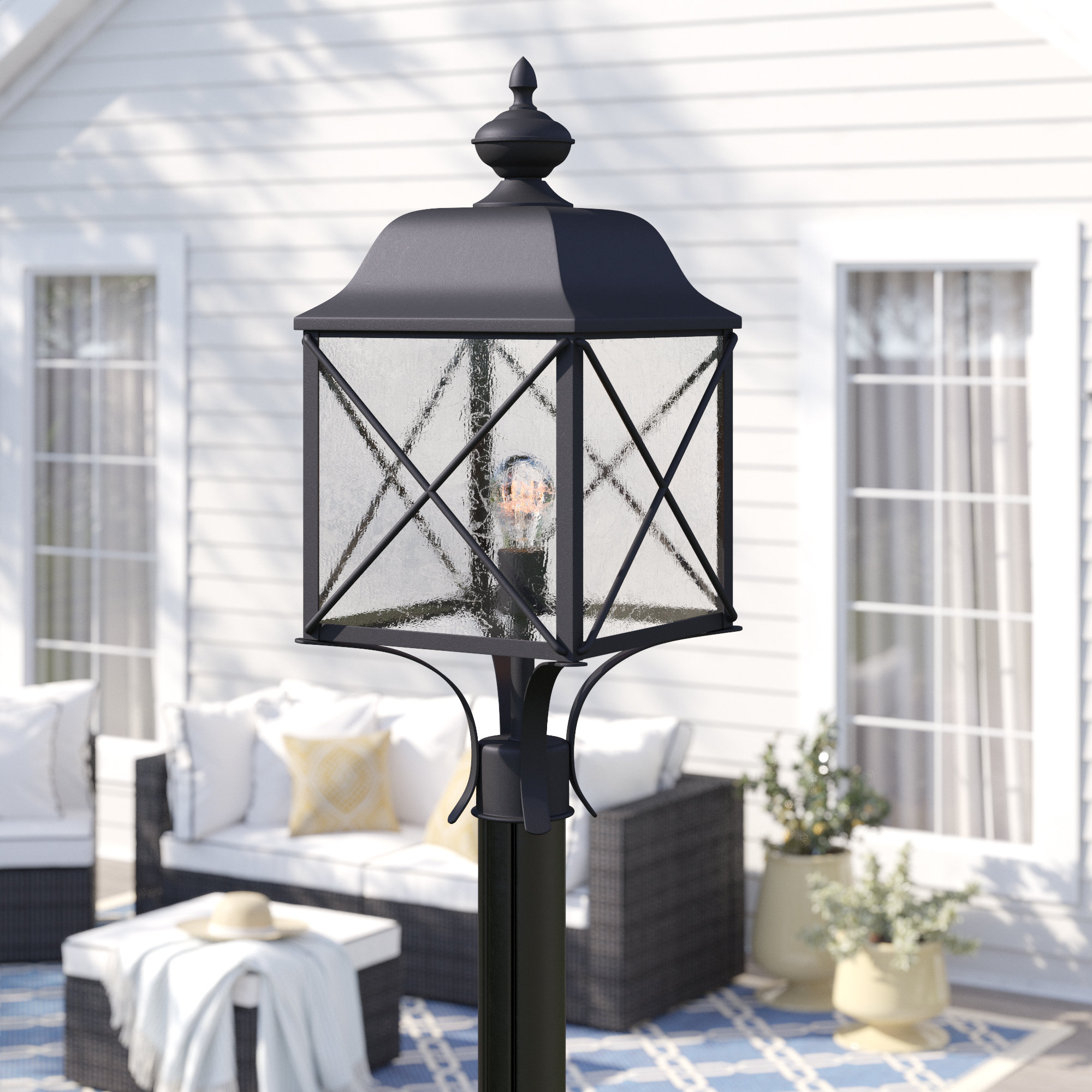 Three Posts™ Topeka Outdoor Textured Black 1-Light 23" H Hardwired ...
