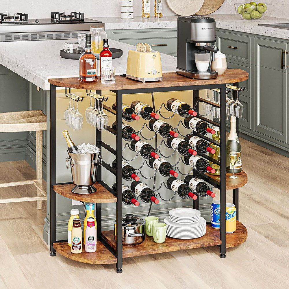 Wrought Studio Wine Bar Table Cabinet With Power Outlet, Led Home Mini ...