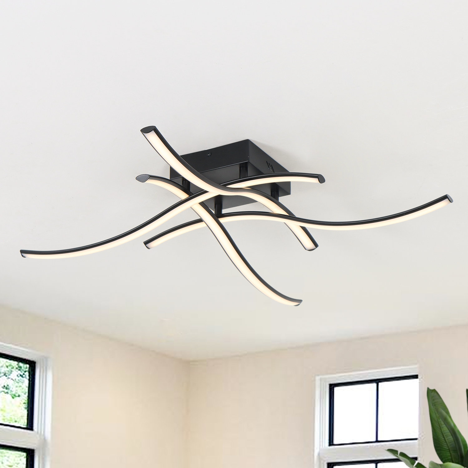 Ivy Bronx Lizetta 4-Light Smart Wi-Fi Flush Mount Ceiling Goolge Home ...