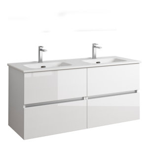 Wrought Studio™ Guilbert 48" Wall-Mounted Double Bathroom Vanity | Wayfair