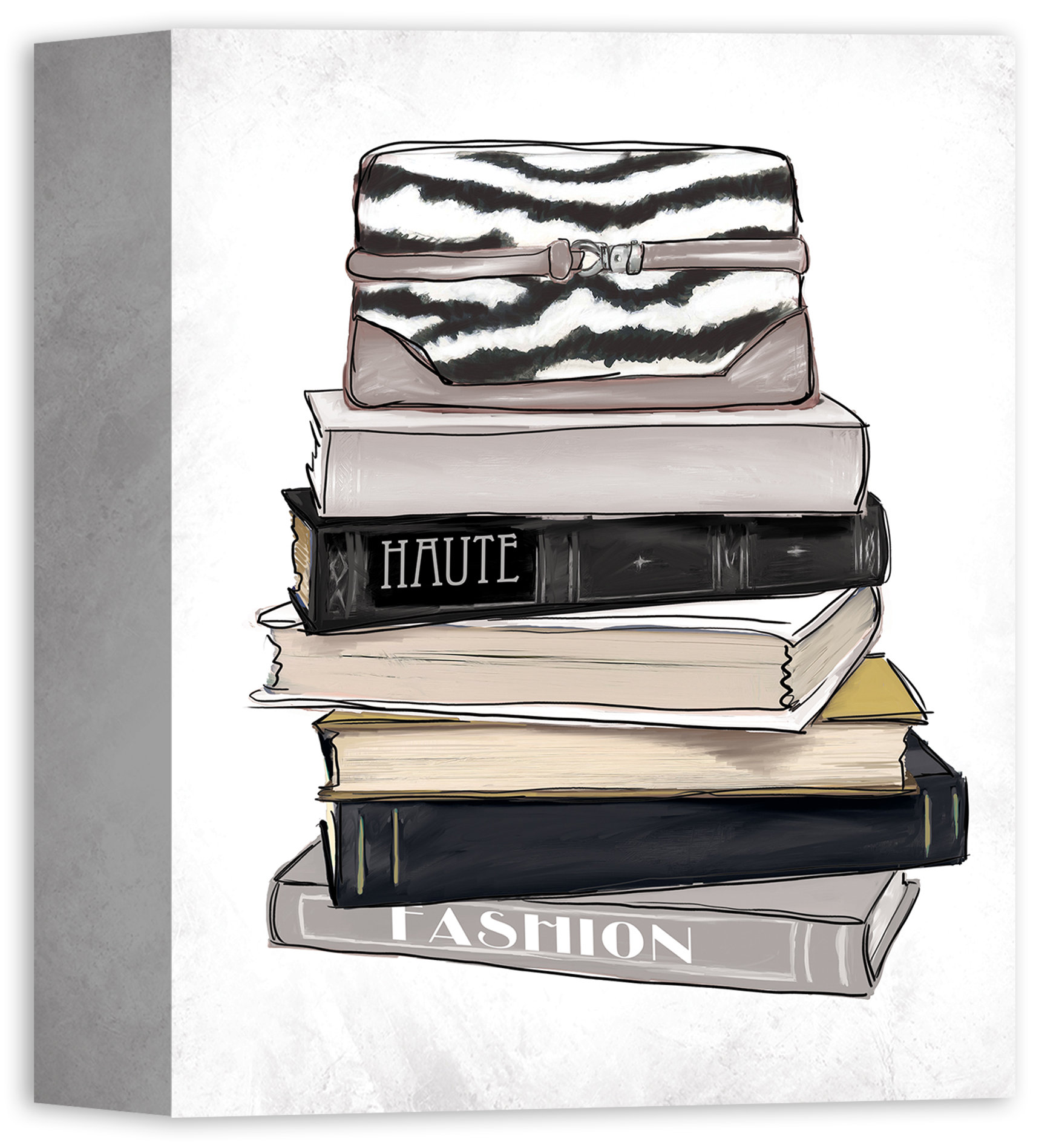 House of Hampton® 'Fashion Book Stack Black' Graphic Art Print | Wayfair