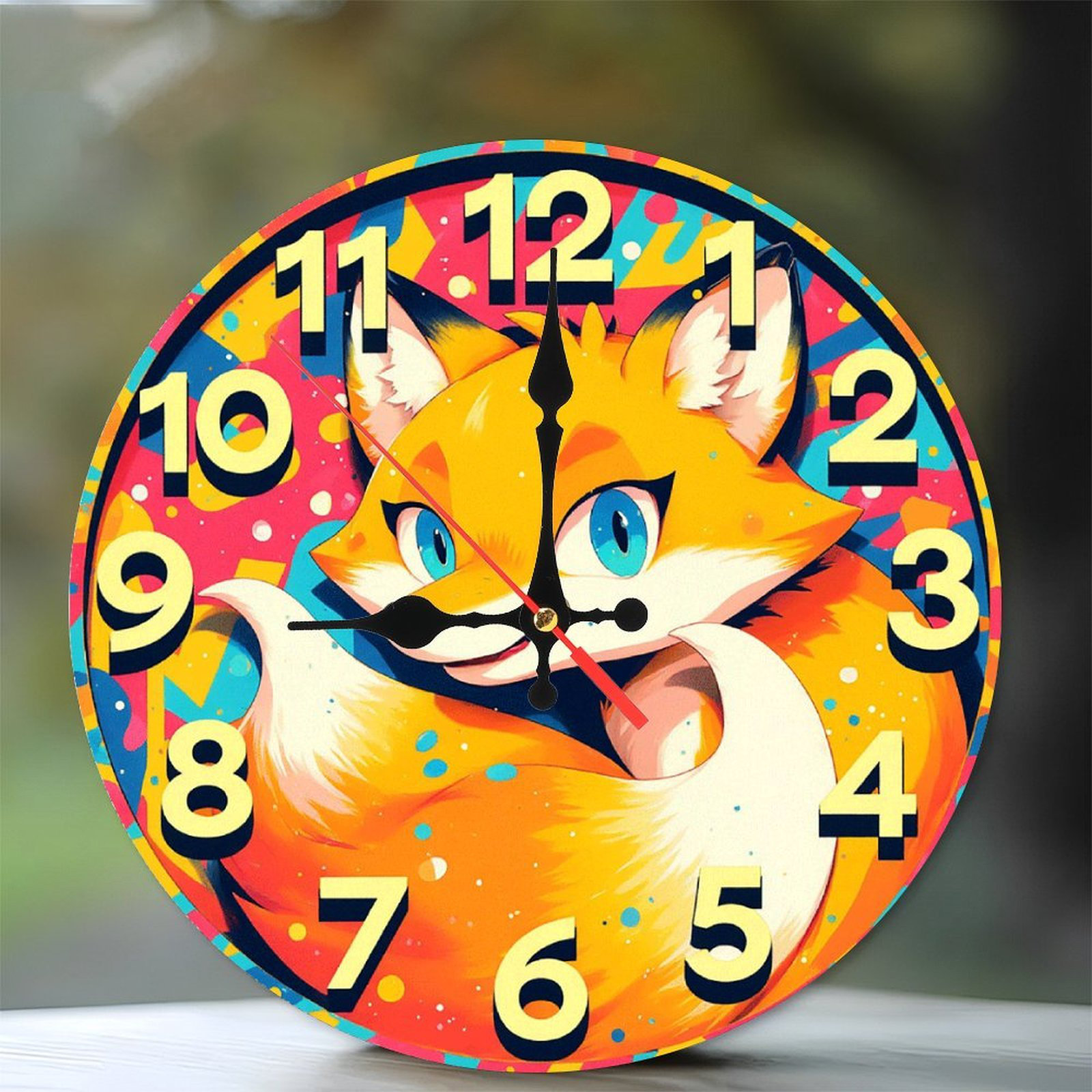 East Urban Home cute fox clock vibrant colors design home decor | Wayfair