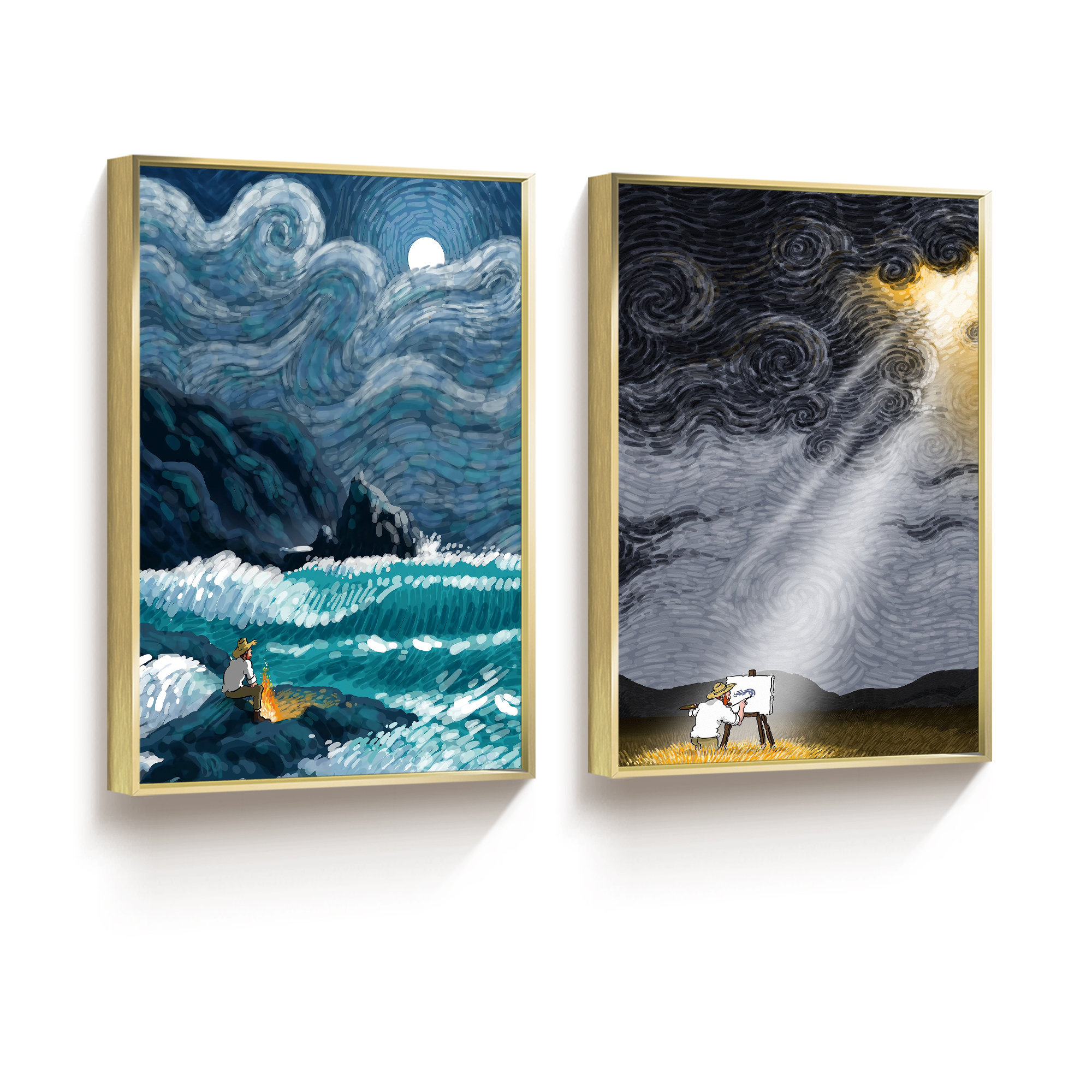 Red Barrel Studio Luxury Aluminum Frame Canvas Art 2 Pieces Natural ...