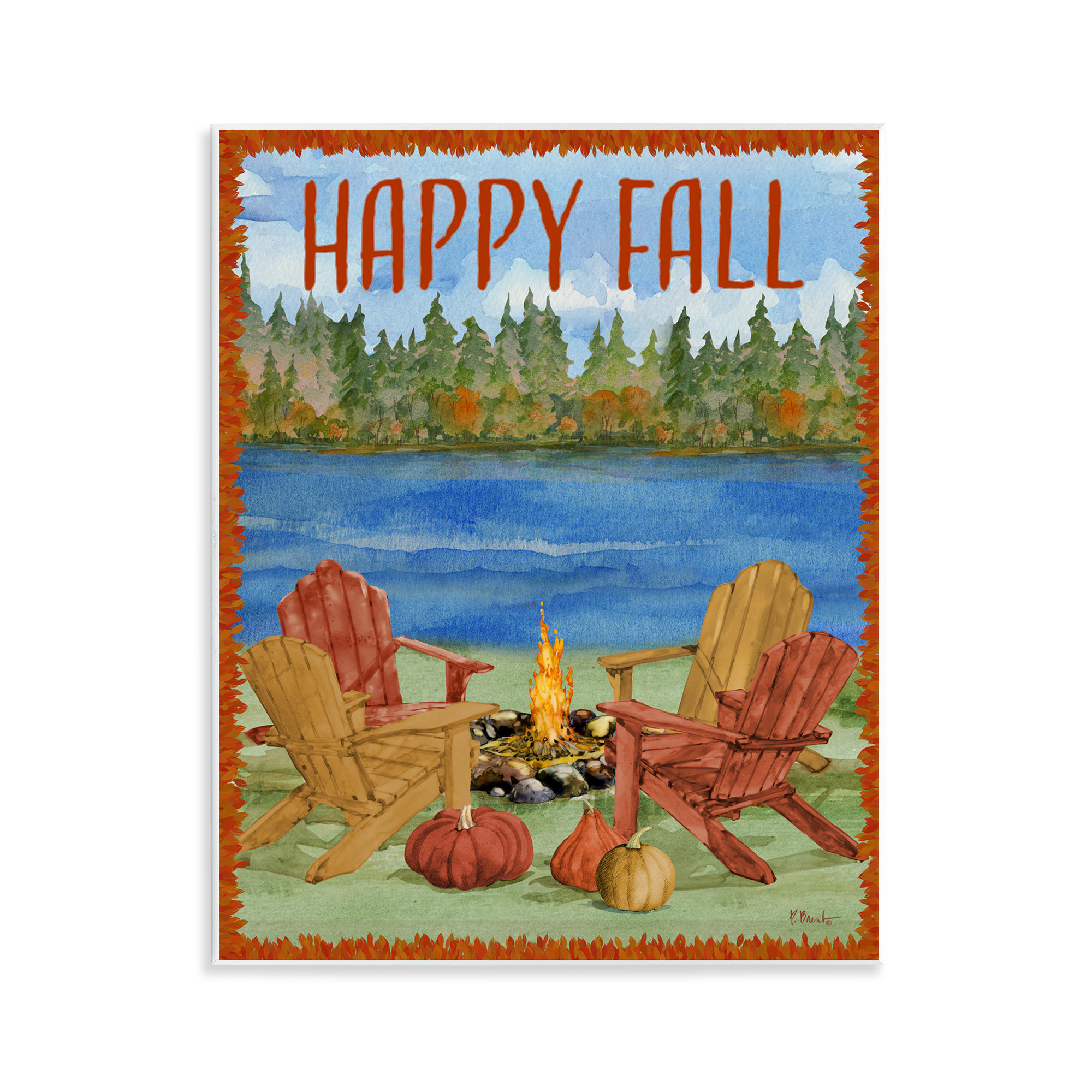 Stupell Industries Happy Fall Bonfire Wall Plaque Art by Paul Brent ...