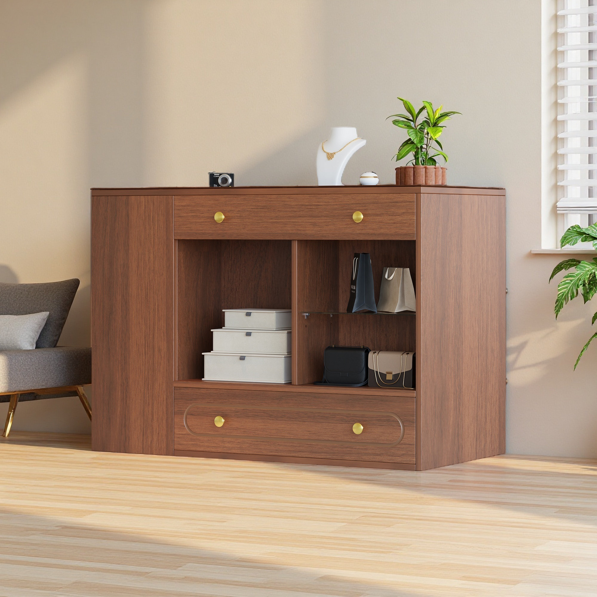 Latitude Run® Closet Island With 6 Drawers, Wardrobe Armoire Bedroom ...