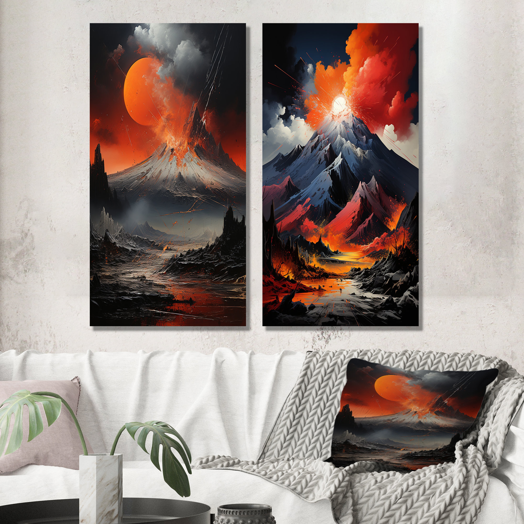 Millwood Pines Volcano Volcanic Explosion Moonlight - Volcano Wall Art ...