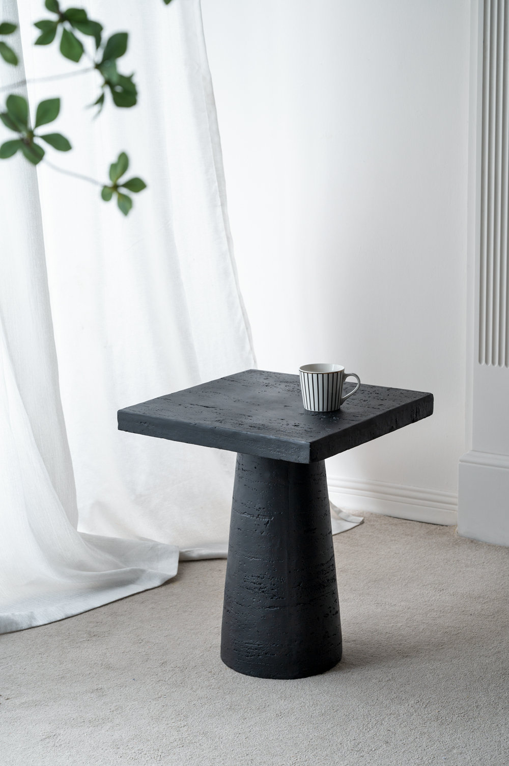 Latitude Run® 20x20x24" Black Square Side Table with Pedestal Base ...