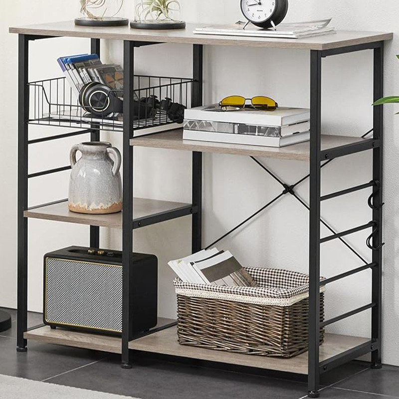 17 Stories 4-Tier Kitchen Baker's Rack, Coffee Bar Microwave Stand Cart ...