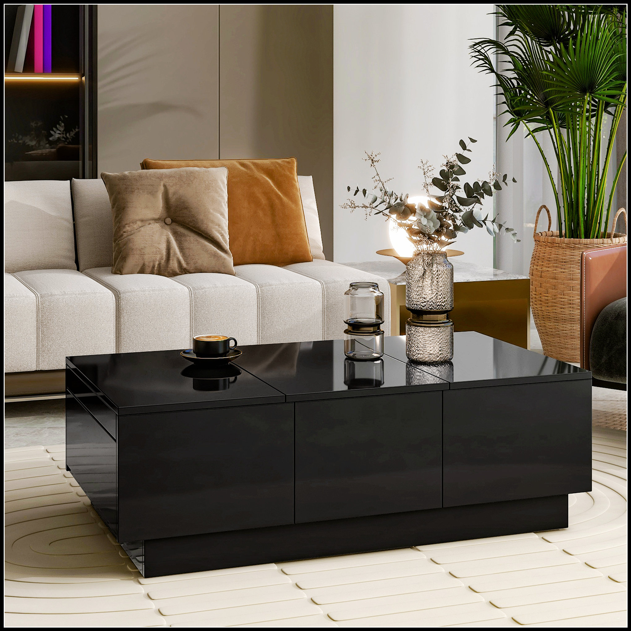 Latitude Run® Multifunctional Coffee Table with 2 Large Hidden Storage ...