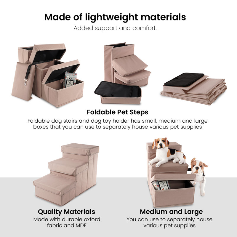 Tucker Murphy Pet™ Wava Padded 3 Step Pet Storage Foldable Steps ...