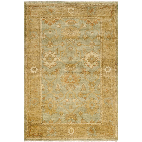 Safavieh Oushak Nubl Oriental Hand Knotted Wool Dark Green/Brown Area ...