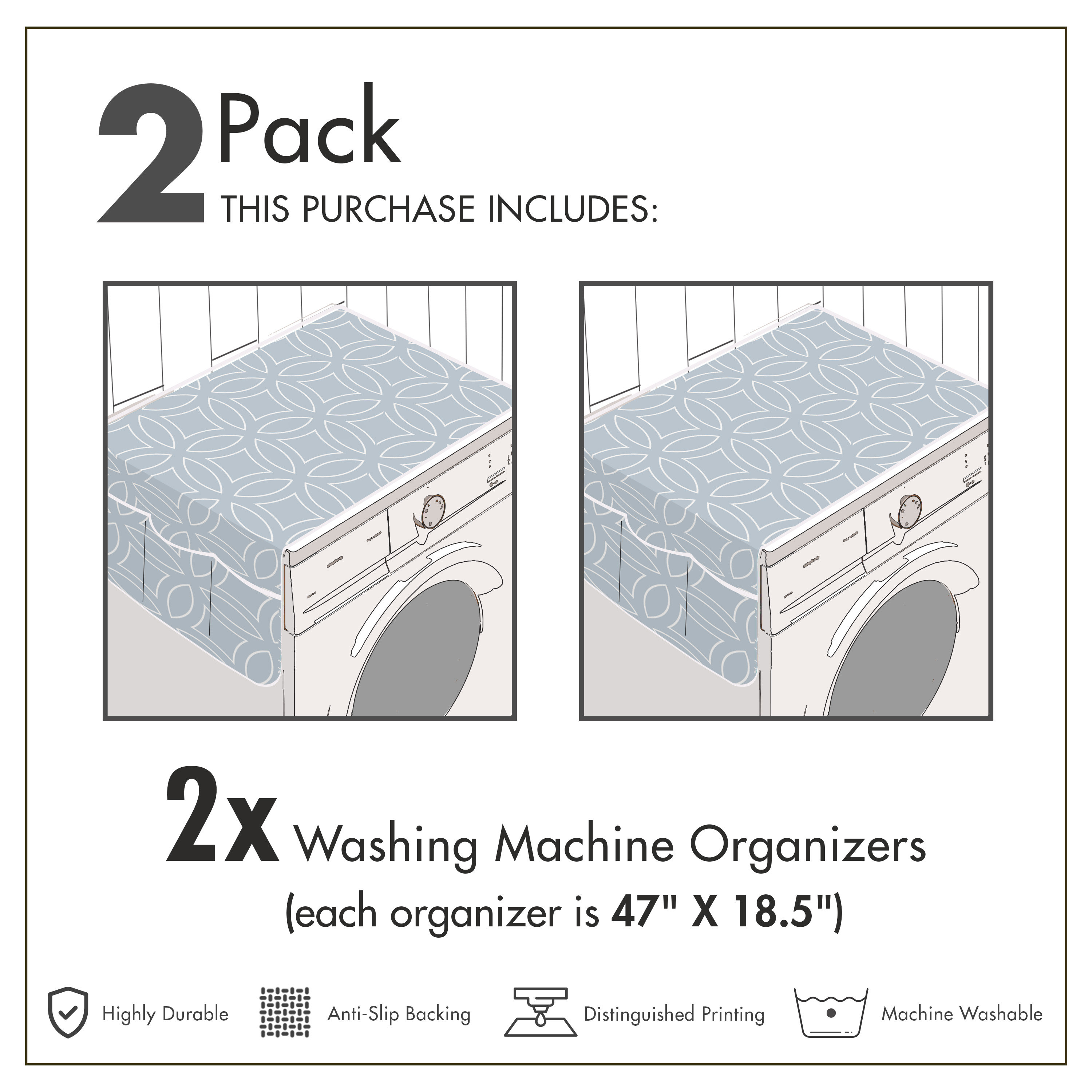 East Urban Home Cactus Washing Machine Organizer Pack of 2 47" x 18.5 ...
