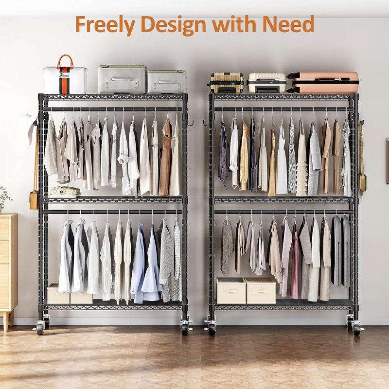 Rebrilliant Niobi 45'' Metal Rolling Clothing Rack | Wayfair