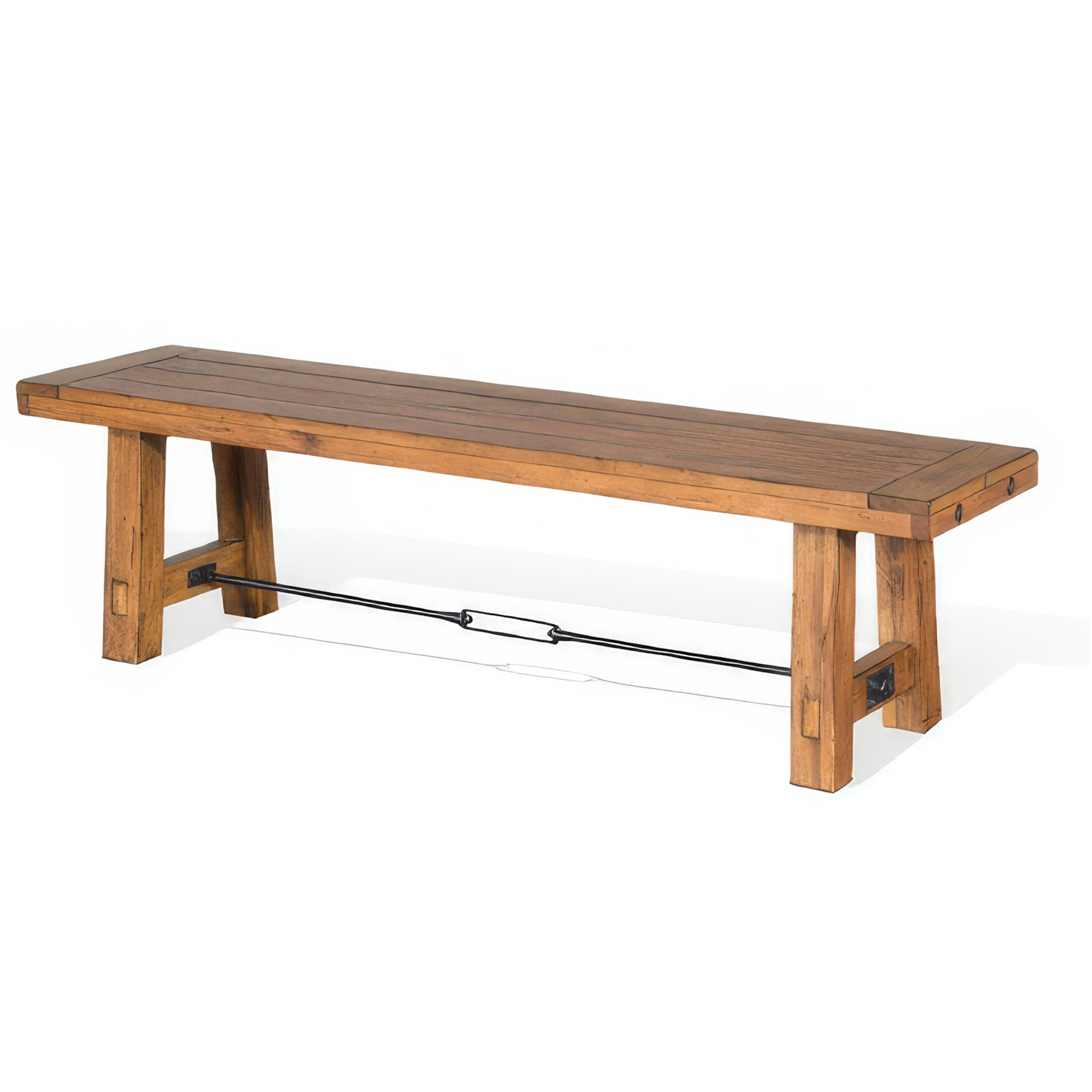 Benjara Jake Dining Bench, Light Brown Mahogany, Turnbuckle Accent, 64 ...