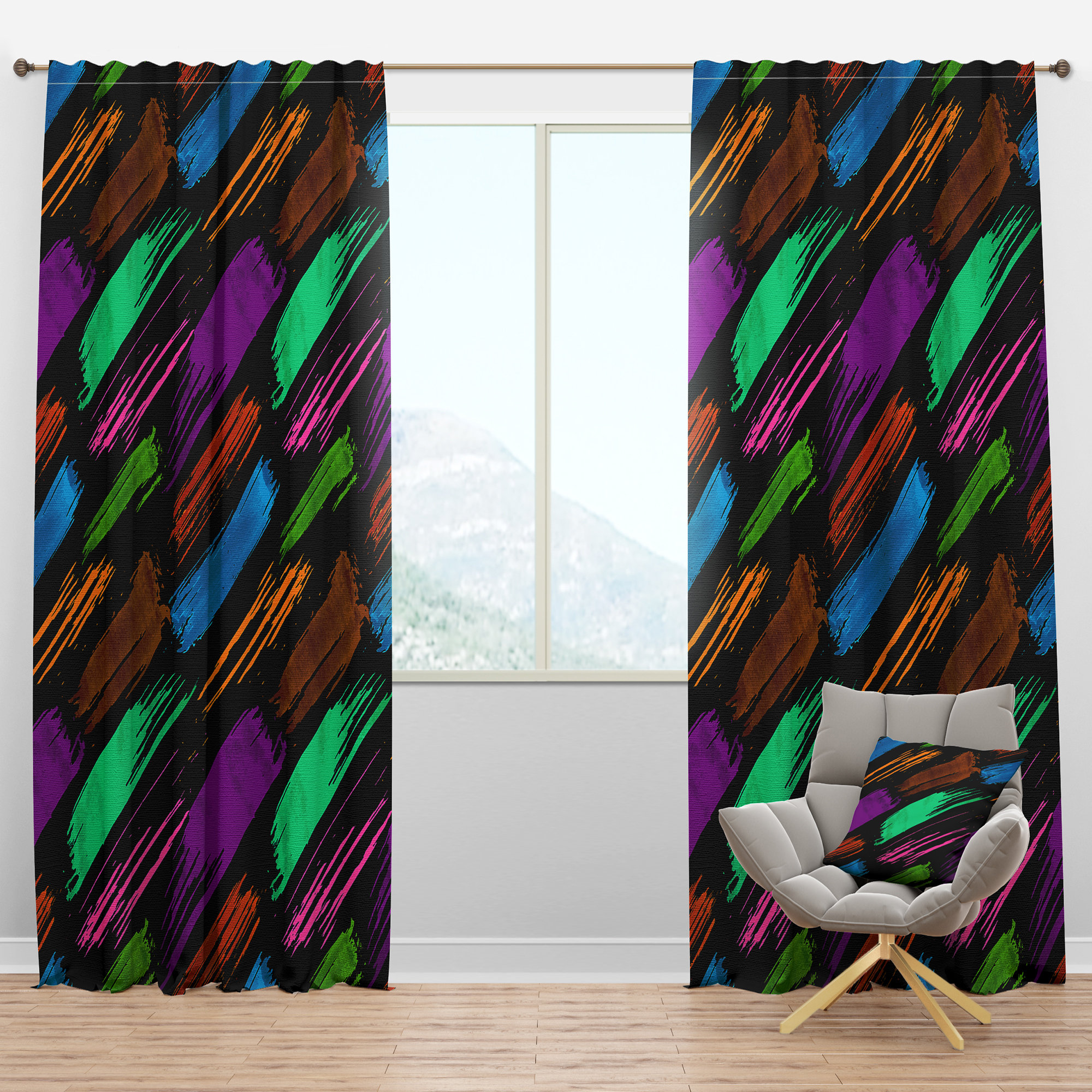 Design Art Colour Retro Paint mark - Mid-Century Curtain - Velvet Room ...