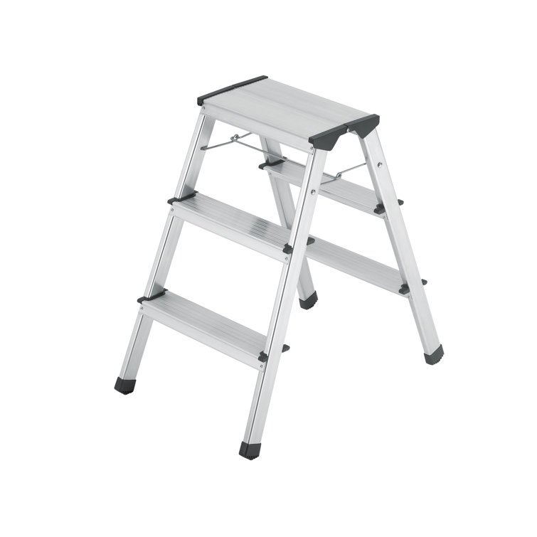 Hailo USA Inc. 3 - Step Aluminum Lightweight Folding Step Stool ...
