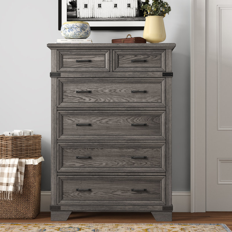 Three Posts™ Lacroix Forge Chest with 6 Drawers, Brushed Steel ...