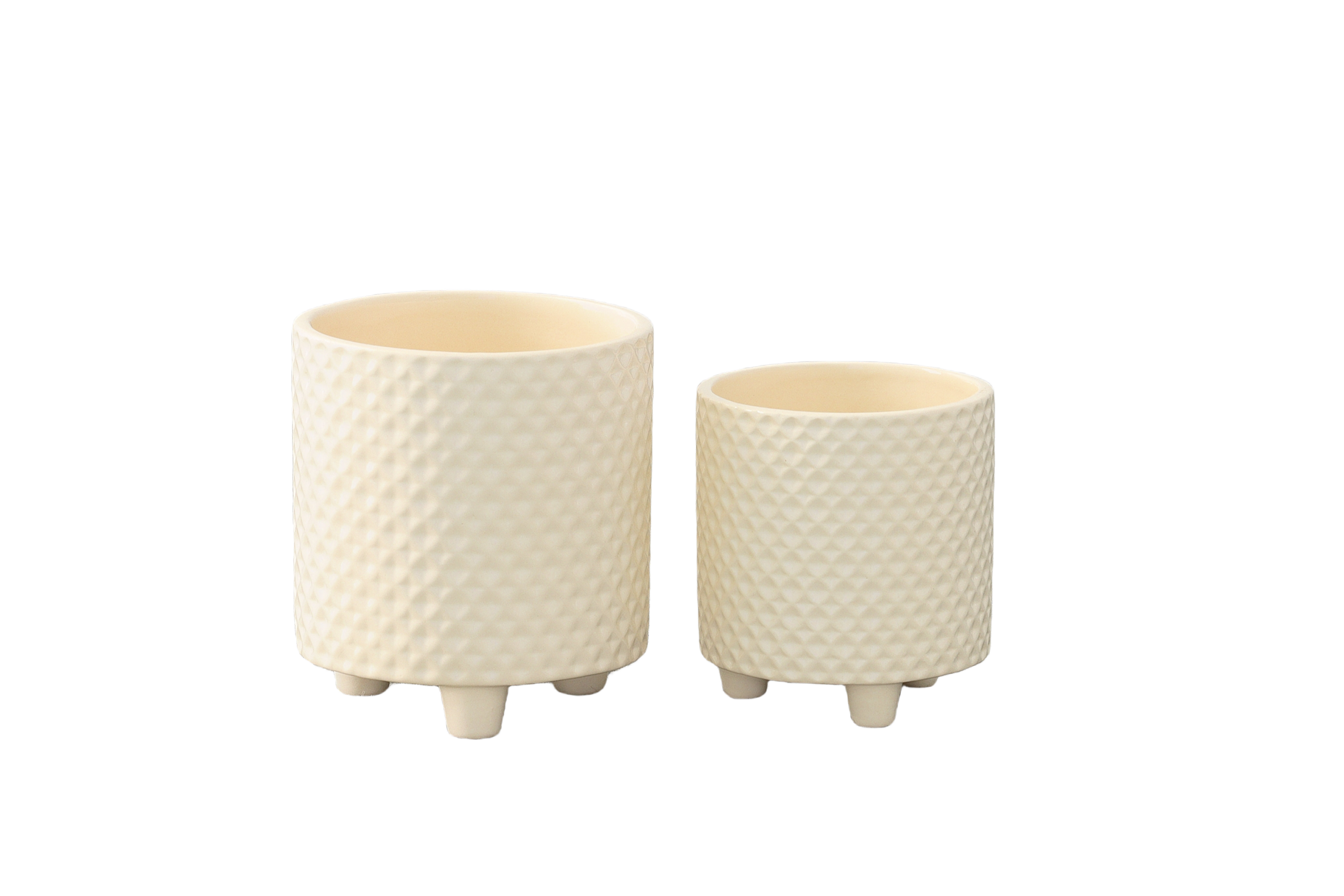 17 Stories Ceramic Round Pot With Debossed Geometric Shapes Pattern ...