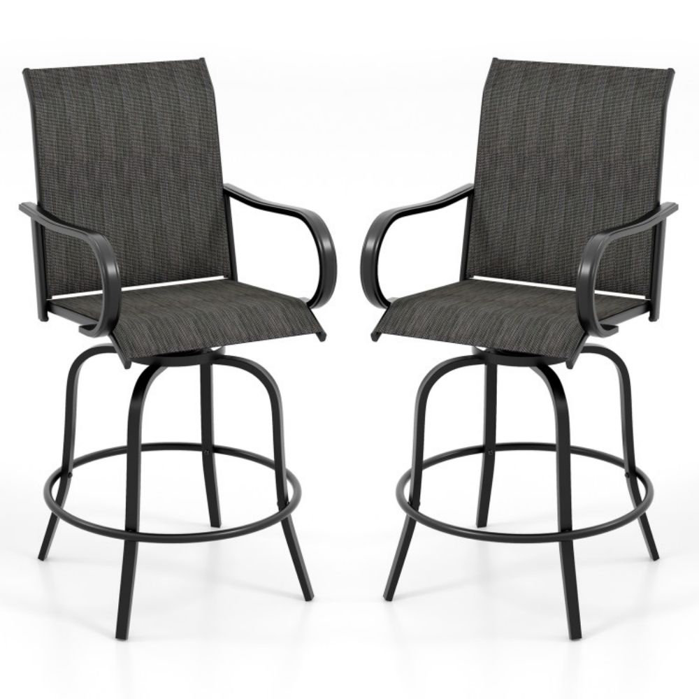 Lark Manor 2 Pieces 360 Rotating Bar Stool Set With Armrests For Patio ...