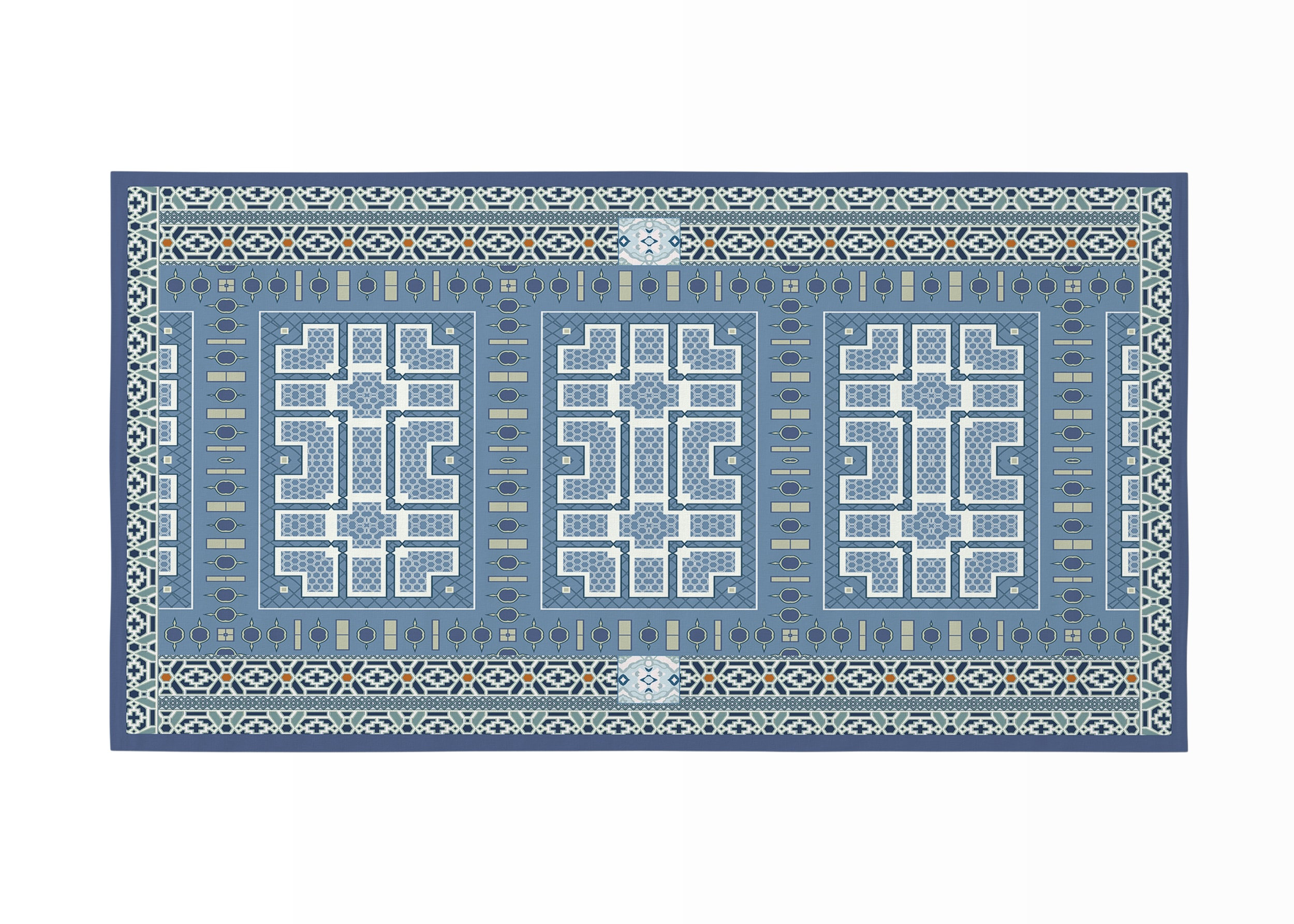 Red Barrel Studio® Blue And White Abstract Geometry Dornier Rug 84x63 ...