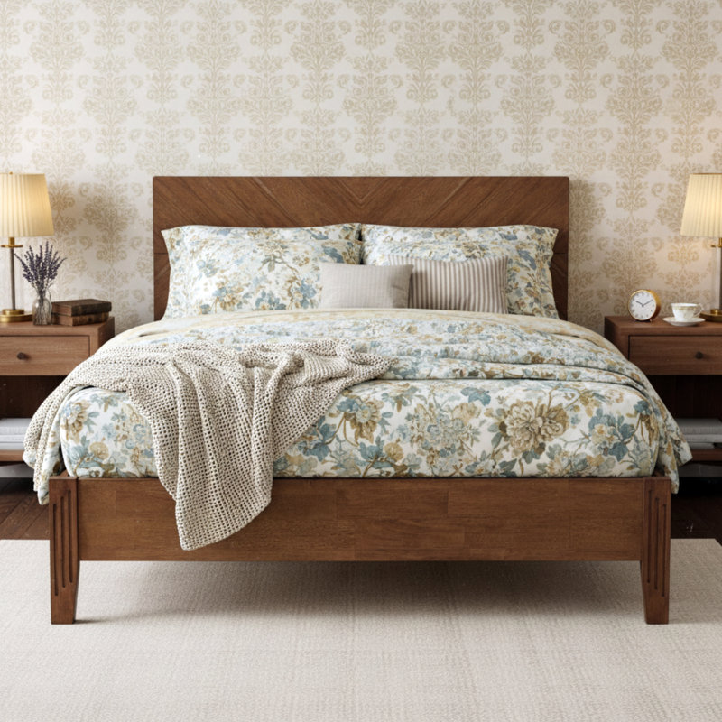 Millwood Pines Solid Wood Bed Frame with No-Tool Quick Assembly ...