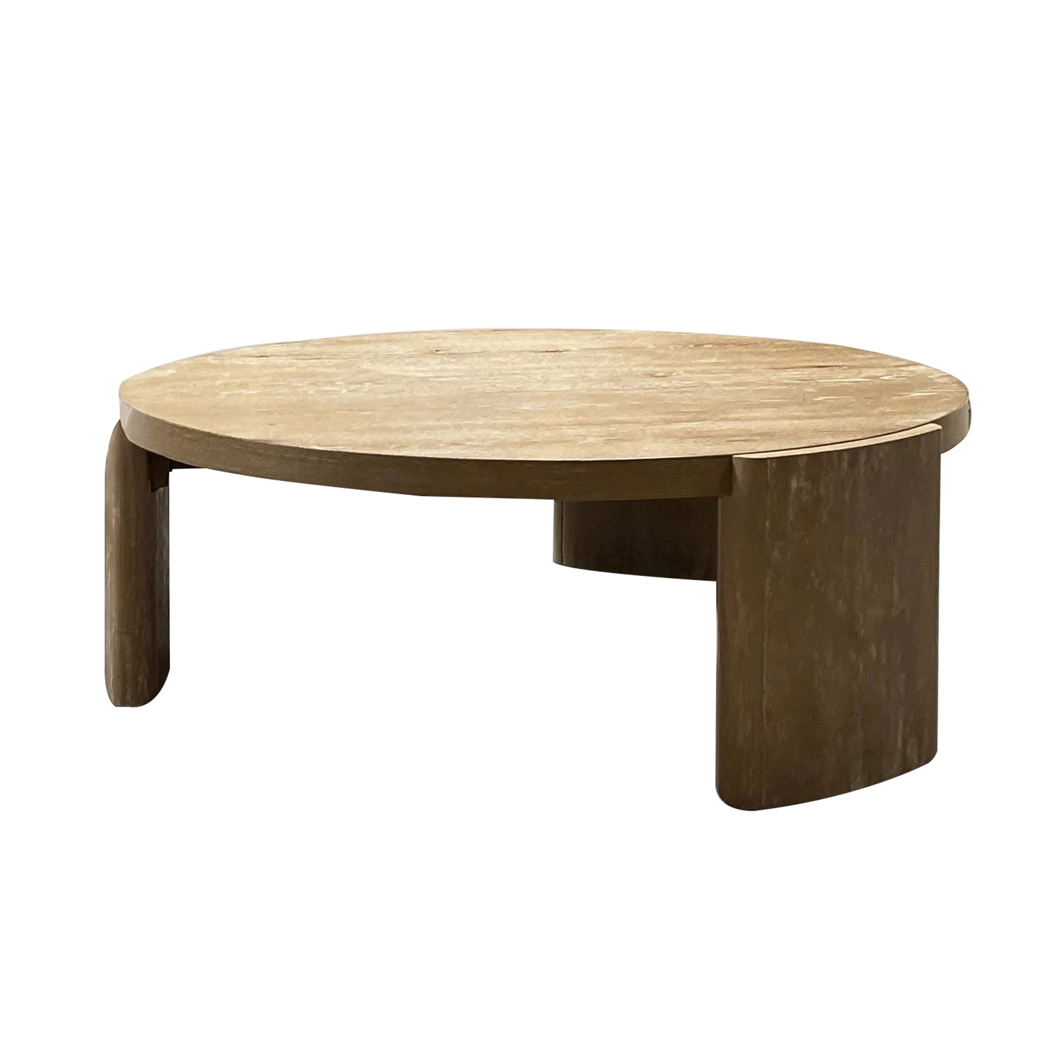 Benjara Timore Cocktail Coffee Table, Round 42 Inch Oak Brown Wood Top ...