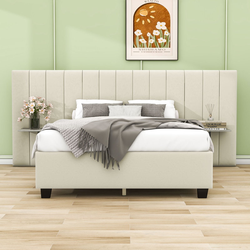 Latitude Run® Locie Upholstered Platform Bed with Big Headboard | Wayfair