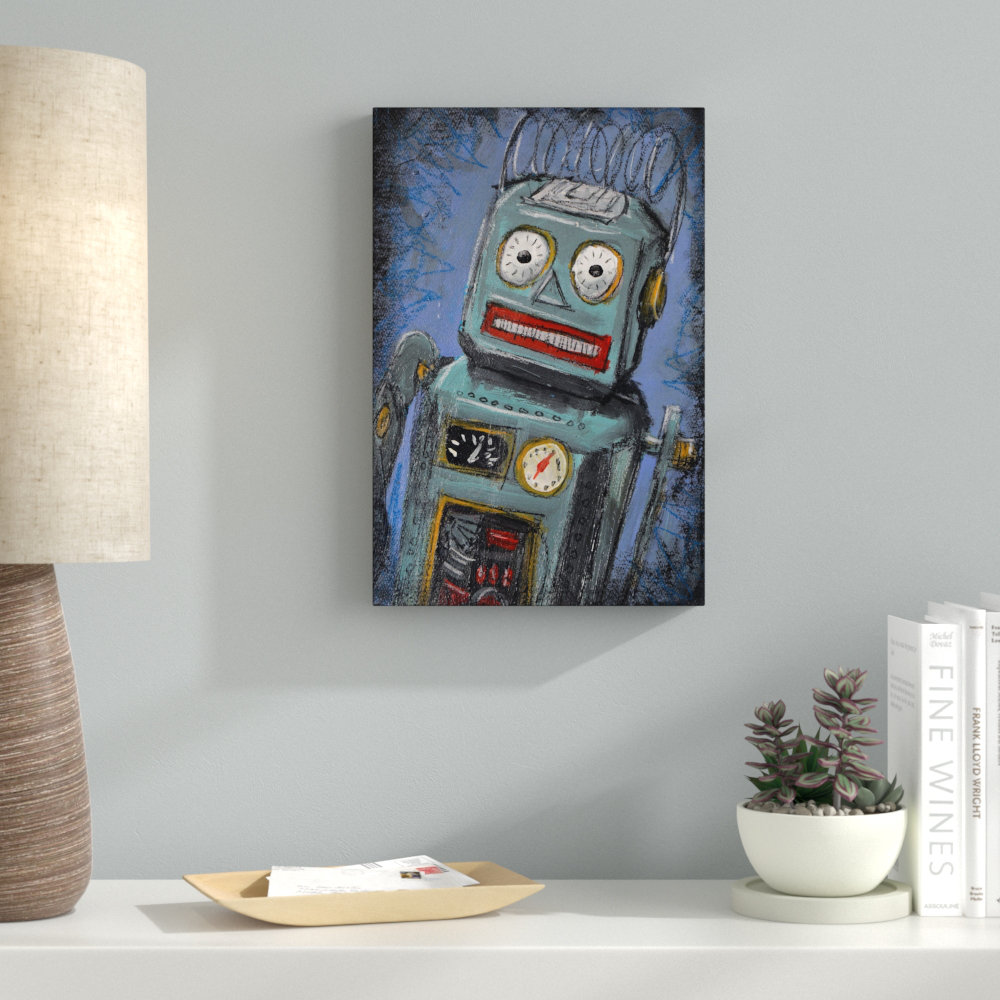 Ebern Designs 'Awkward Robot' Painting Print on Wrapped Canvas | Wayfair